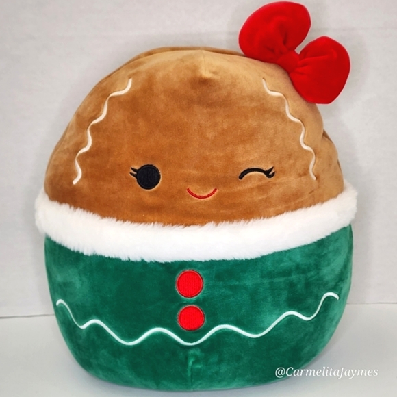 Squishmallows | Toys | Gina Gingerbread Girl W Fur Red Bow Christmas ...